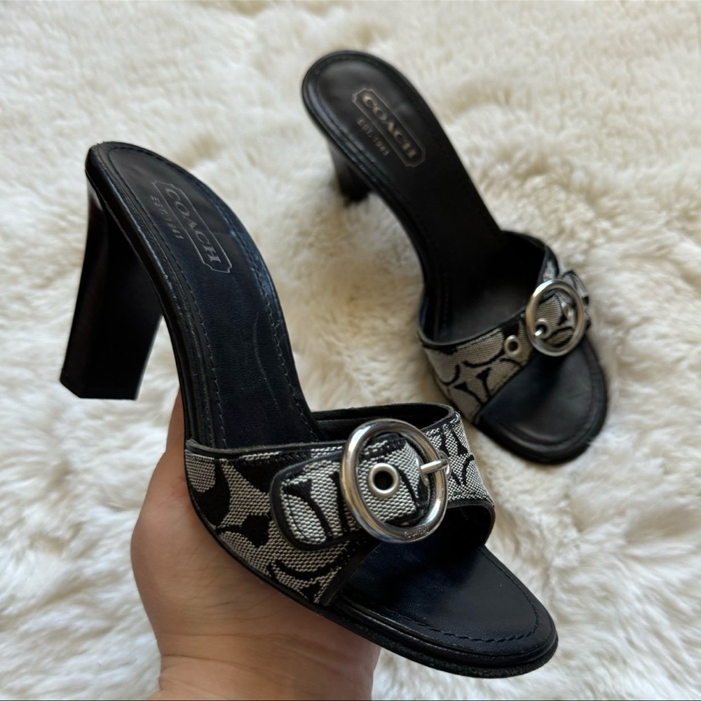 Coach Y2k Signature Monogram Black Block Heel Sandal … - Gem